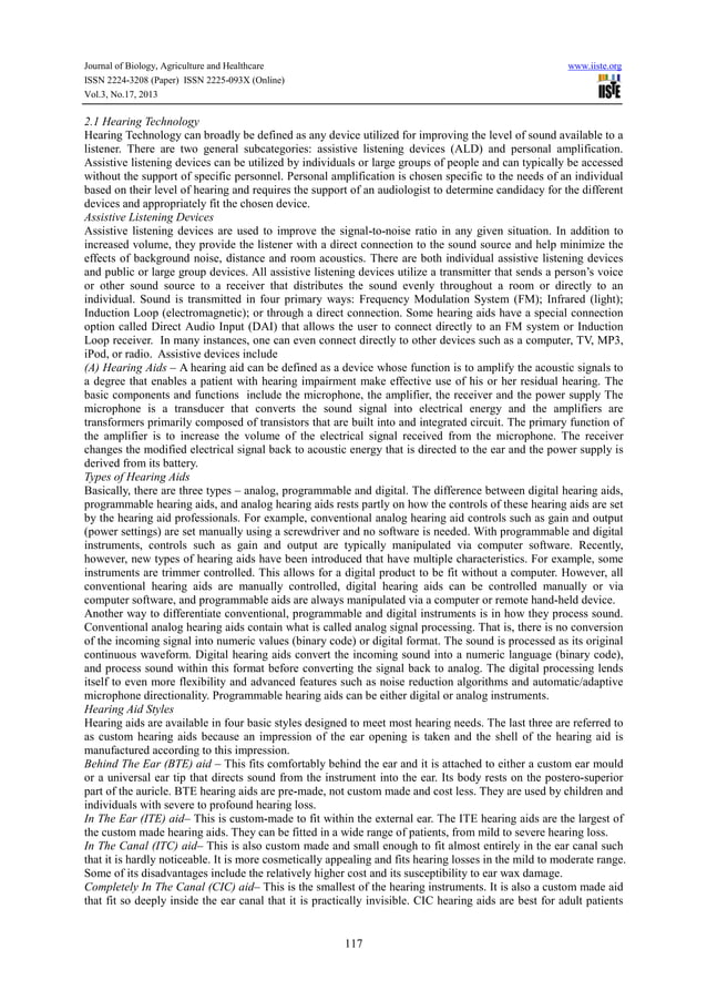 Assistive technology for hearing and speech disorders | PDF