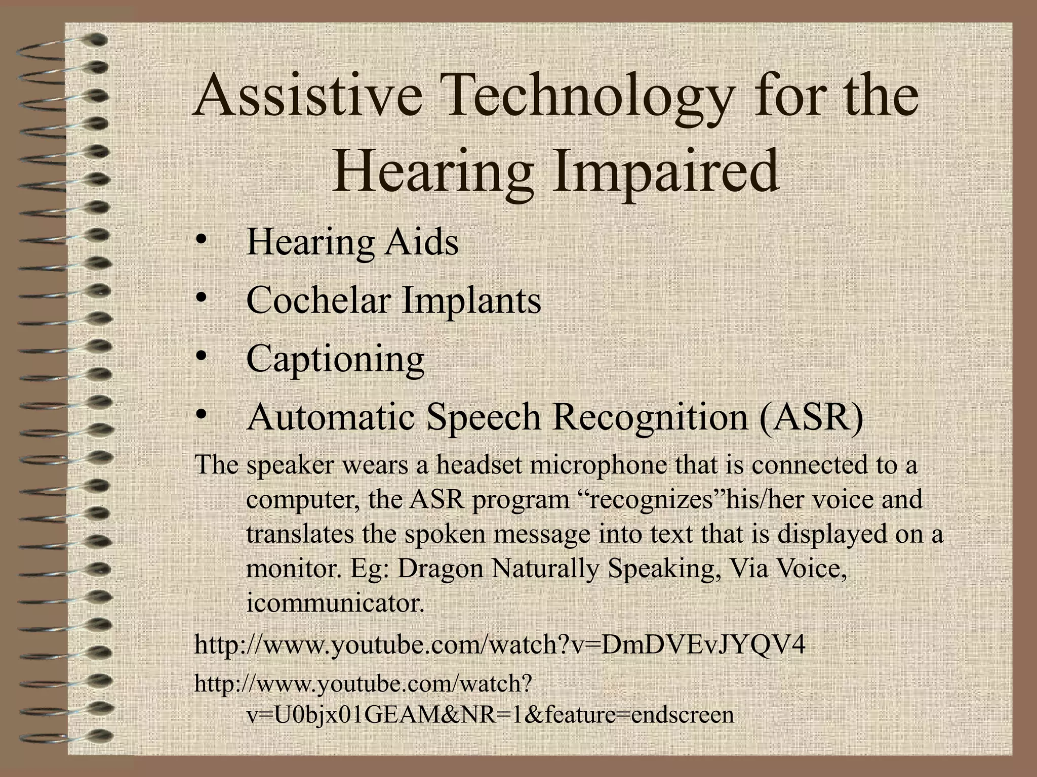 Assistive technology for sensory impairments | PPT