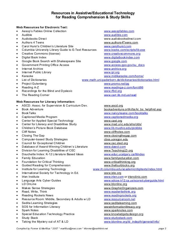 Assistive Technology List Assistive Technology List