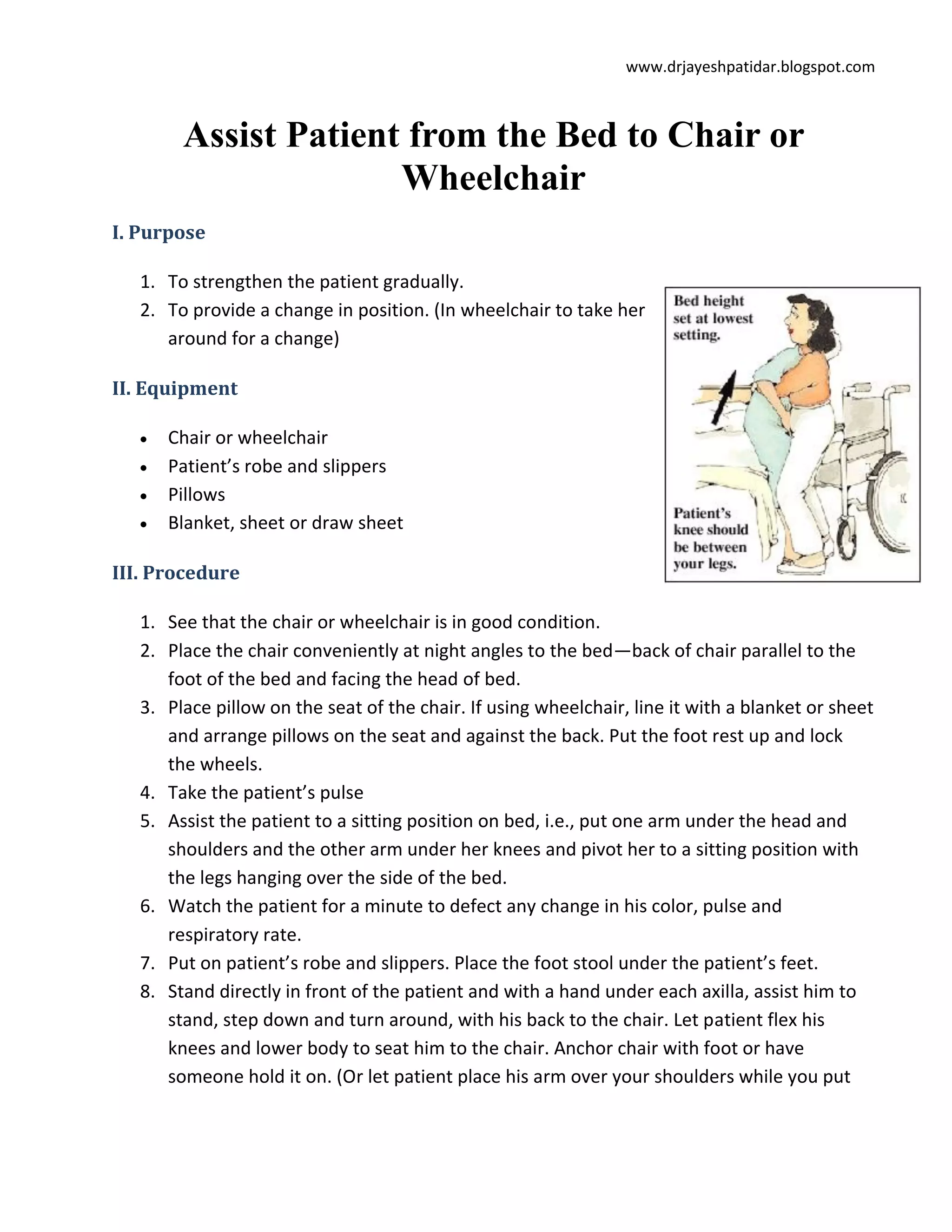 Assist patient from the bed to chair or wheelchair | PDF