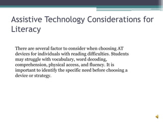 Assitive techology for literacy | PPT