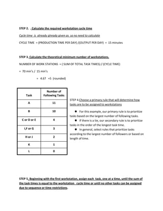 Assembly Line Balancing -Example | DOCX