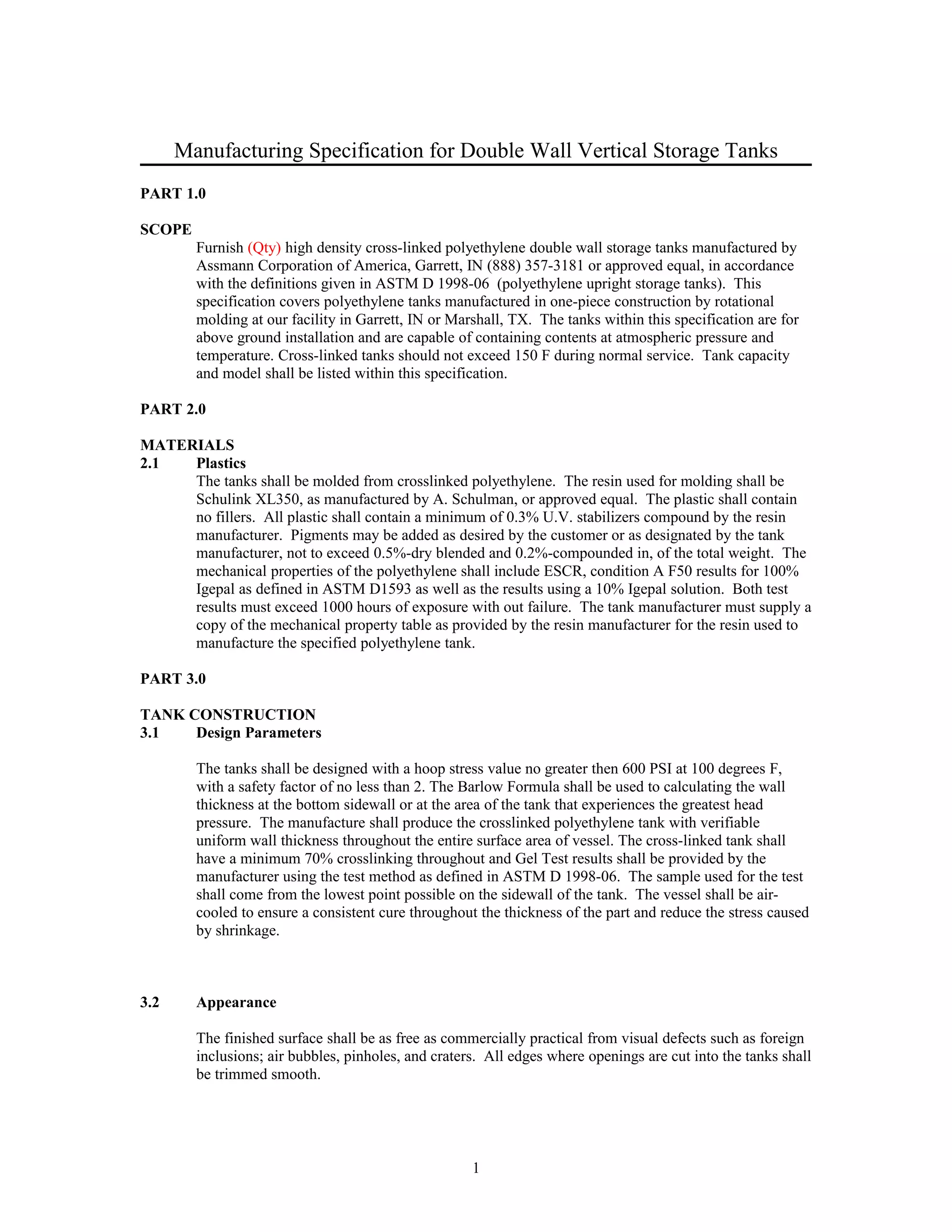 Assmann doublewall tank specification | DOC