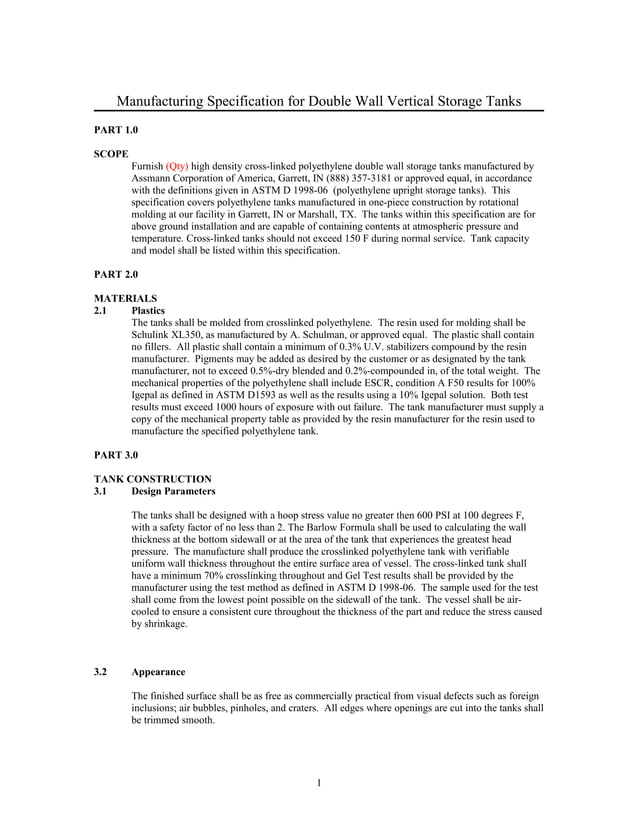 Assmann doublewall tank specification | DOC