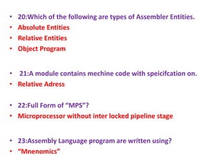 Assmbly language mcqs | PPTX | Programming Languages | Computing