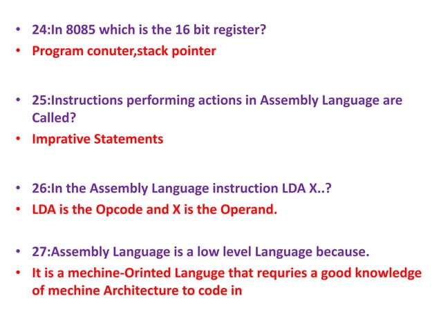 Assmbly language mcqs | PPTX | Programming Languages | Computing
