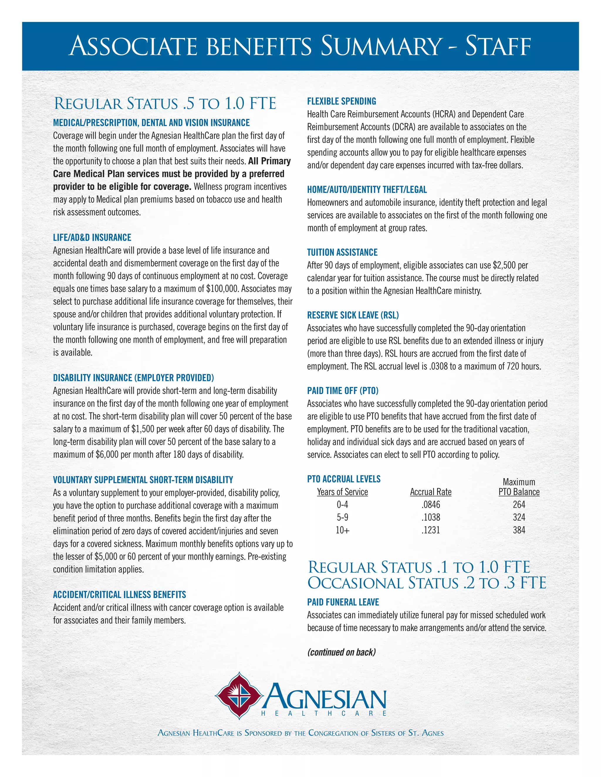 Agnesian HealthCare Associate Benefit Summary | PDF