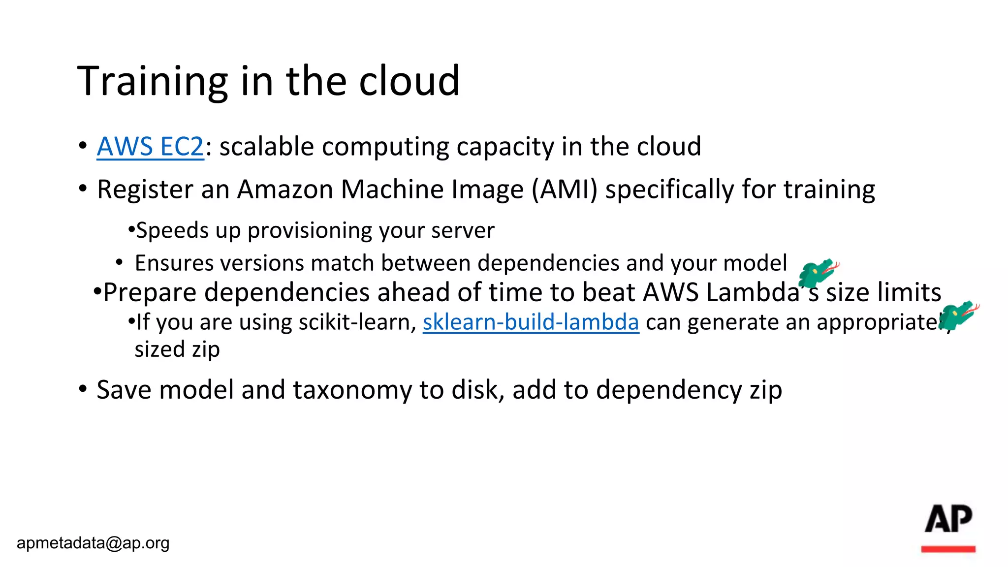 How to Train Your Classifier: Create a Serverless Machine Learning System with AWS and Python | PPT