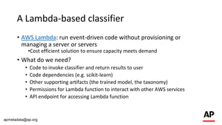 How to Train Your Classifier: Create a Serverless Machine Learning System with AWS and Python | PPT