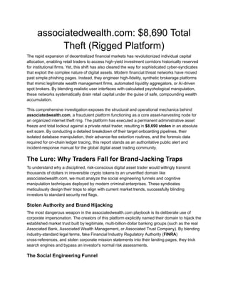 Unmasking associatedwealth.com: Anatomy of a $8,690 Crypto Theft Scam | PDF