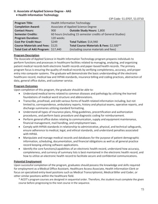 Associate in Applied Science Health Information Technology | PDF