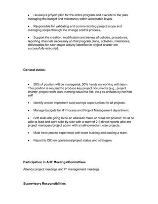 Associate IT Director Process and Project Management | DOC