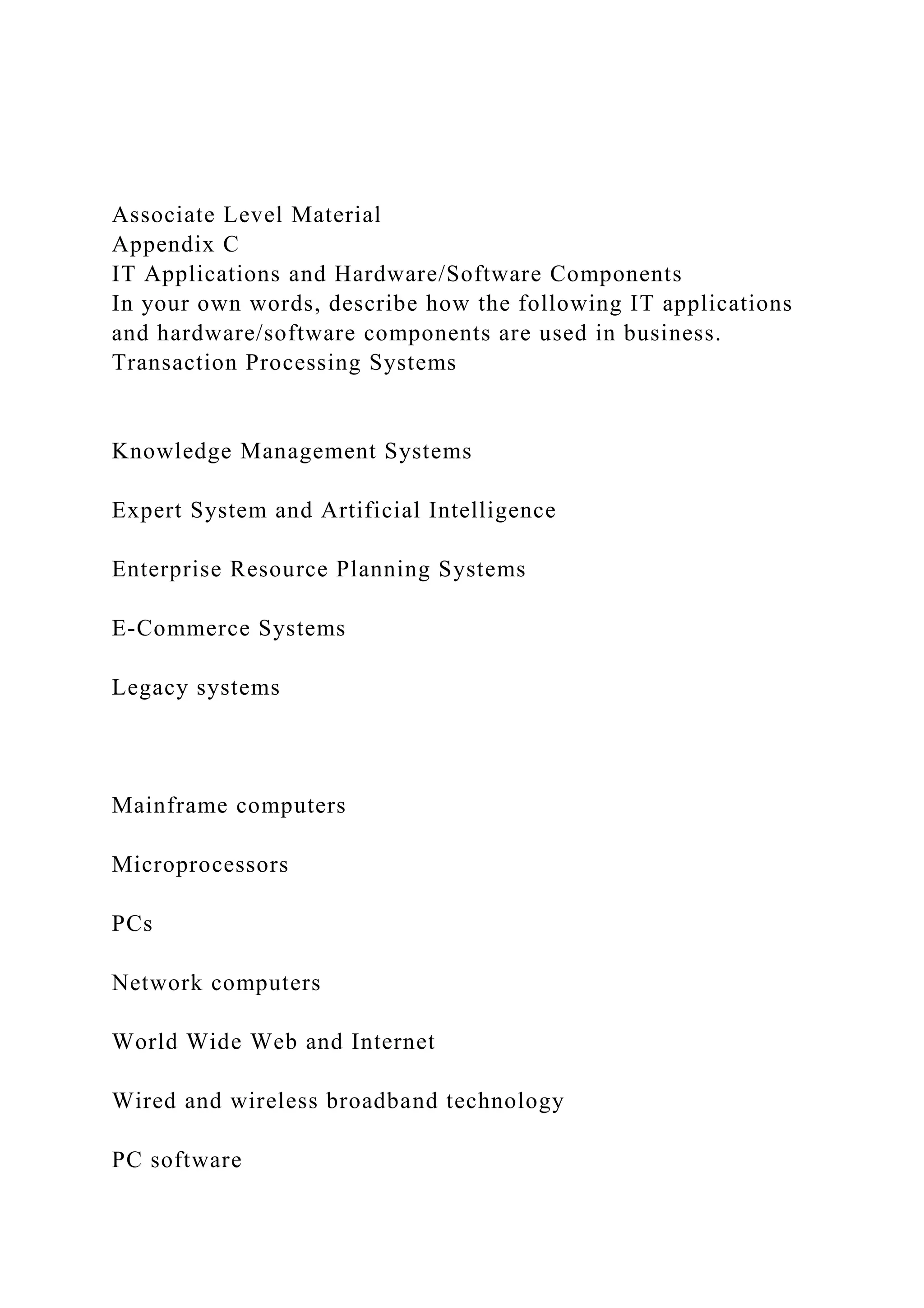 Associate Level MaterialAppendix CIT Applications and Hardwa.docx | Computing | Technology ...
