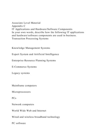 Associate Level MaterialAppendix CIT Applications and Hardwa.docx | Computing | Technology ...