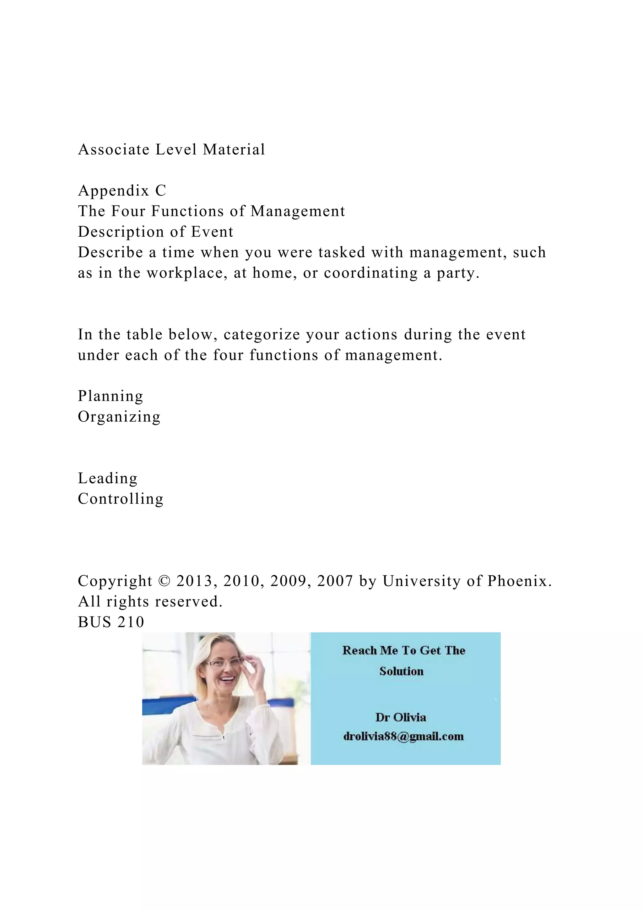Associate Level MaterialAppendix CThe Four Functions of Ma.docx