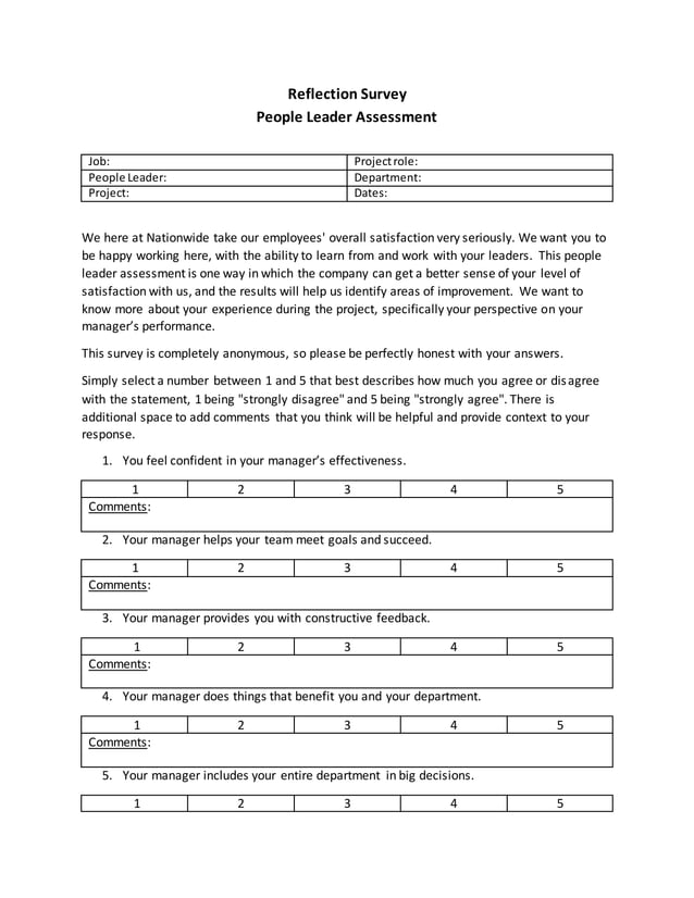 Reflection survey - Nationwide | PDF