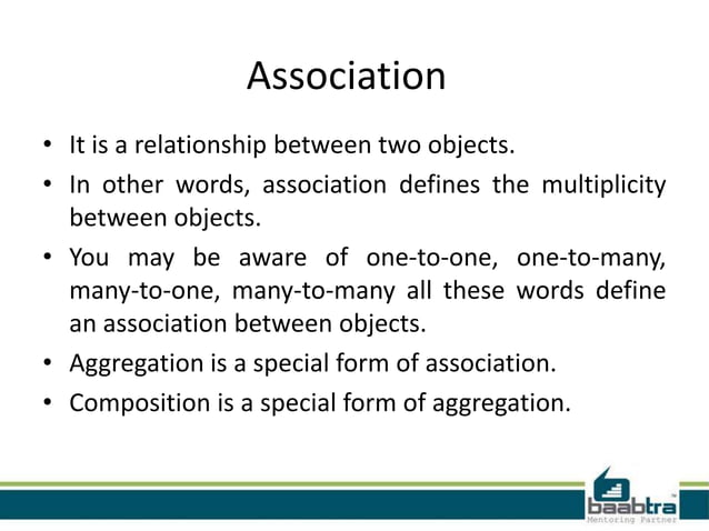 Association agggregation and composition | PPTX