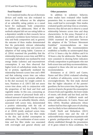 ASSOCIATION BETWEEN SCREEN TIME AND OBESITY IN CHILDREN AND ADOLESCENTS ...