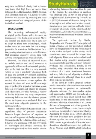 ASSOCIATION BETWEEN SCREEN TIME AND OBESITY IN CHILDREN AND ADOLESCENTS ...