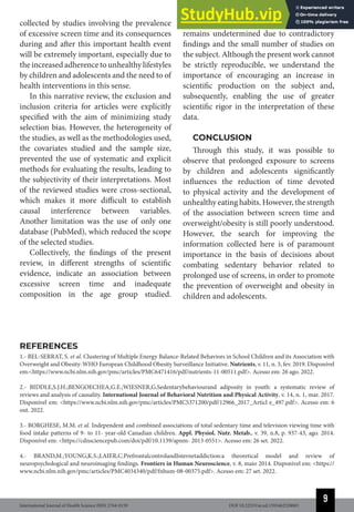 ASSOCIATION BETWEEN SCREEN TIME AND OBESITY IN CHILDREN AND ADOLESCENTS Narrative Review (Atena ...