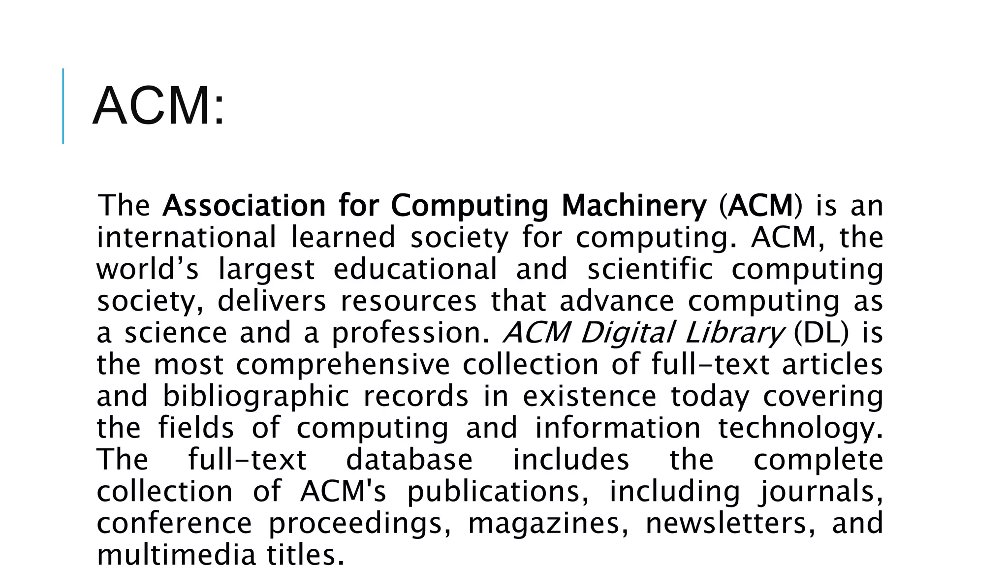 Association for computing machinery (acm) | PPTX
