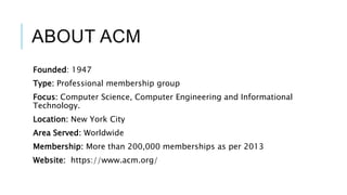 Association for computing machinery (acm) | PPTX