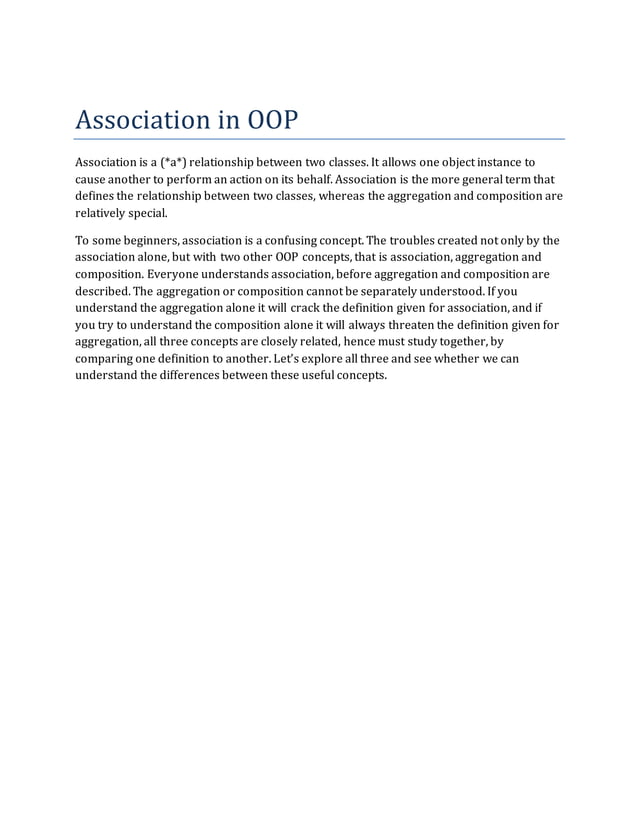 Association In Oop Pdf