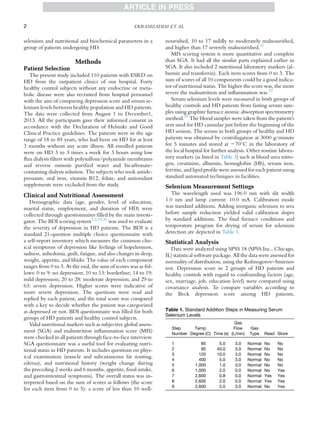 Association of depression with selenium deficiency and nutritional ...