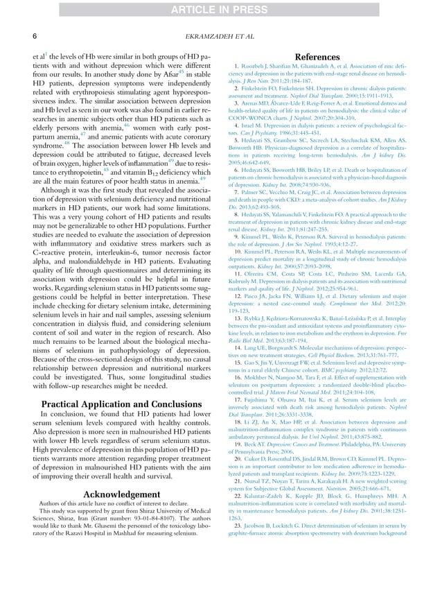 Association of depression with selenium deficiency and nutritional ...
