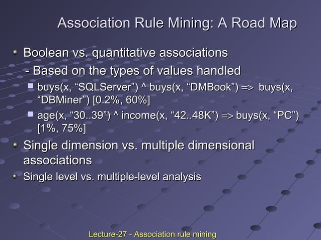 Association rule mining | PPT