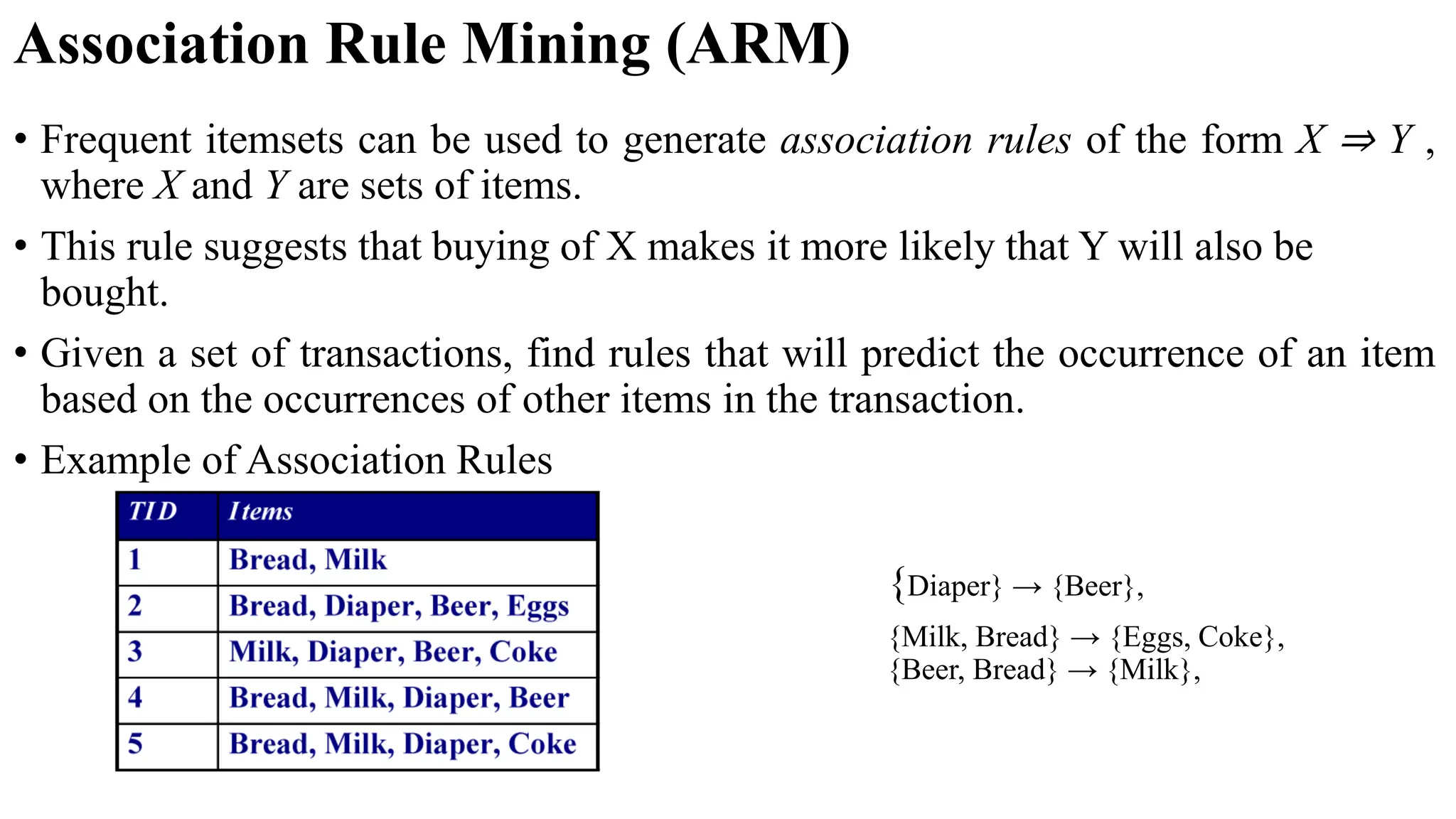 Association Rule Mining(ARM) notes for class | PDF