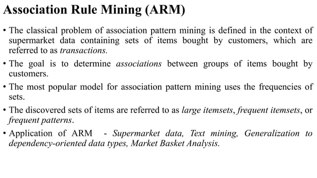 Association Rule Mining(ARM) notes for class | PPT