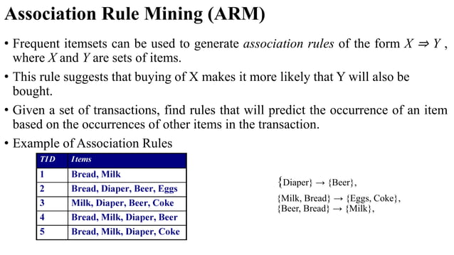 Association Rule Mining(ARM) notes for class | PPT
