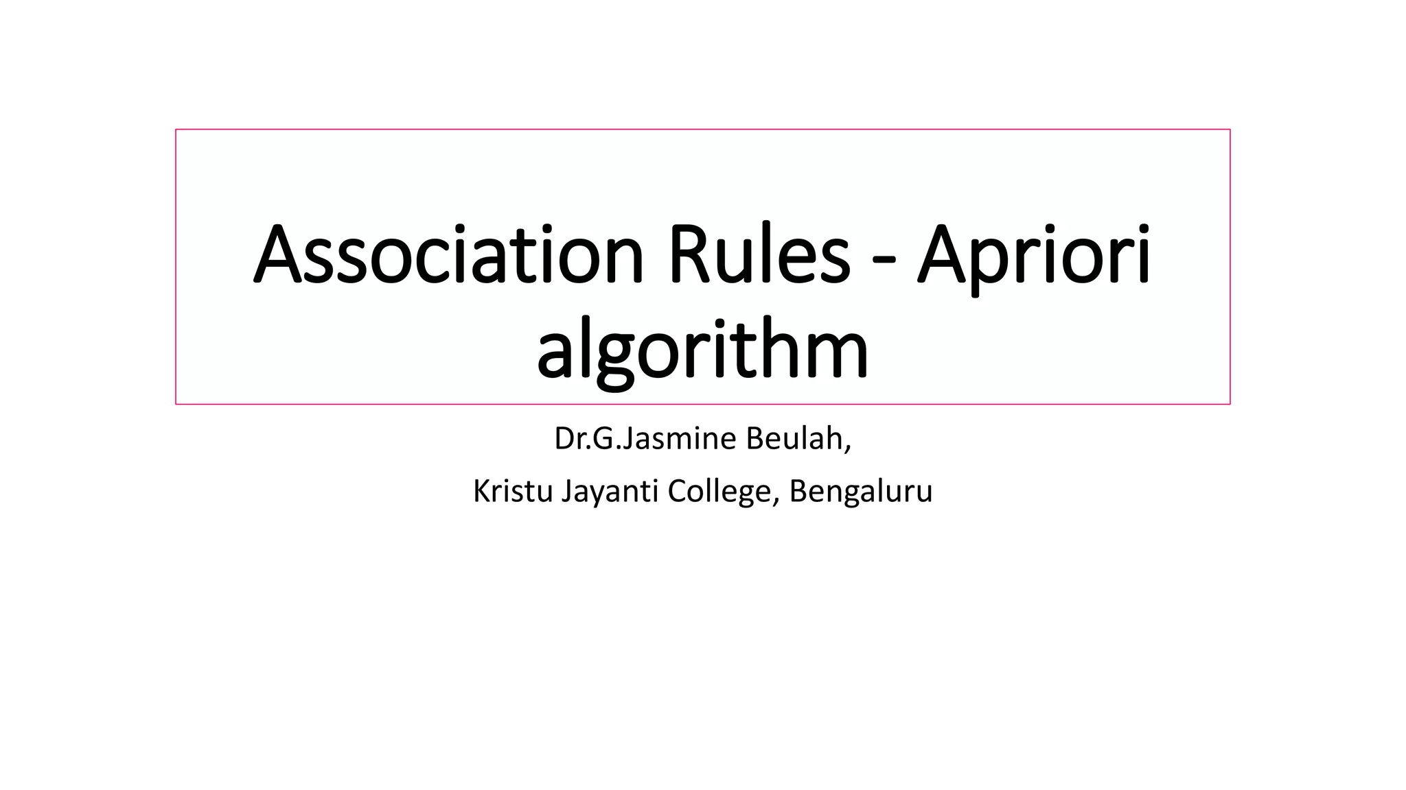 Association Rules Apriori Algorithm Pptx Computing Technology And Computing