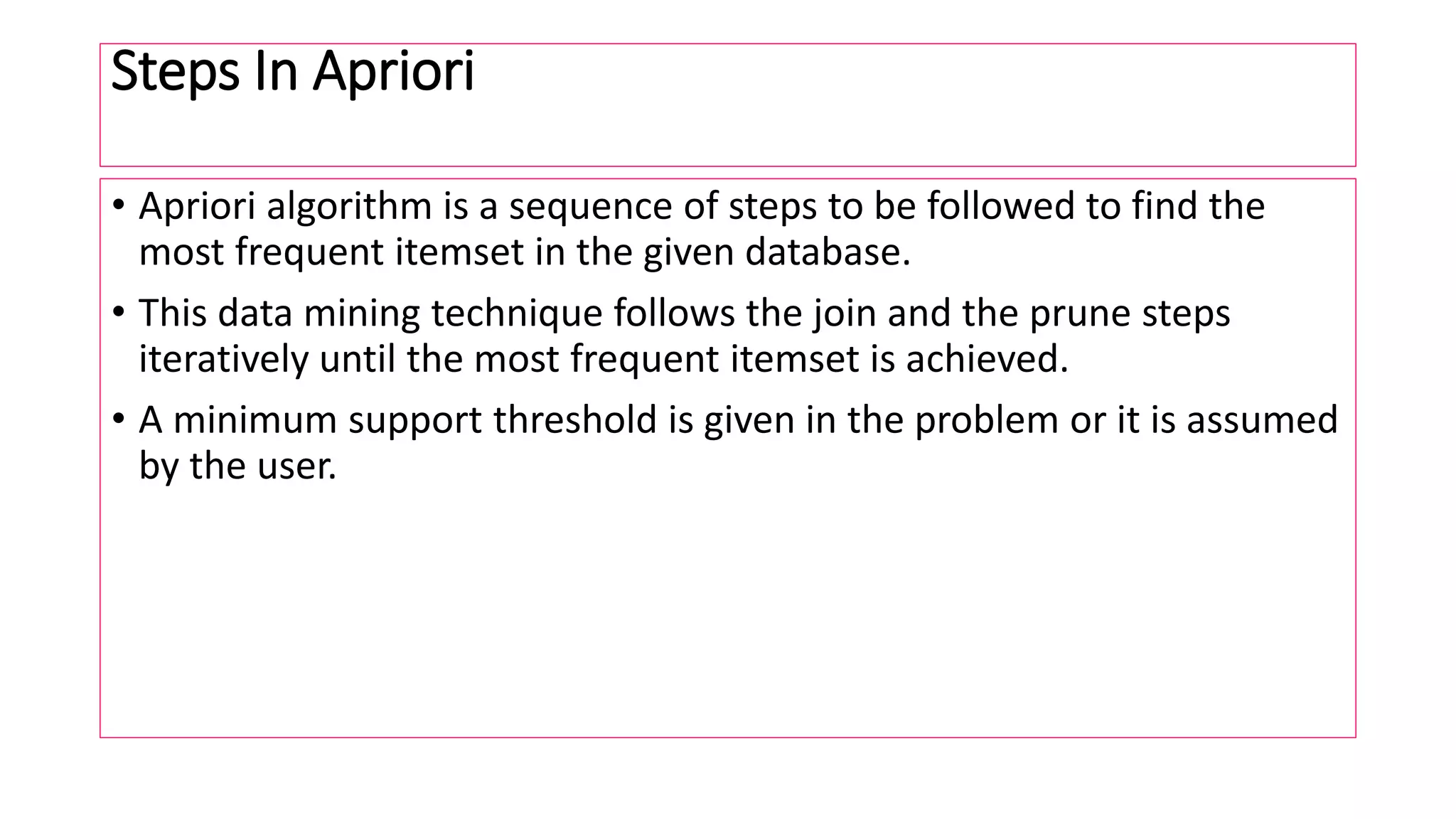 Association rules apriori algorithm | PPTX