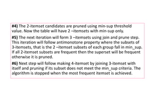 Association rules apriori algorithm | PPTX