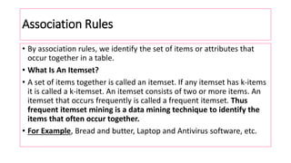 Association rules apriori algorithm | PPTX