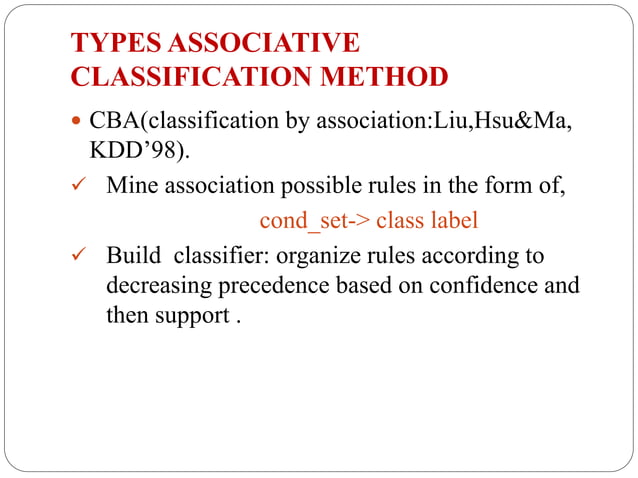 support vector machine and associative classification | PPT