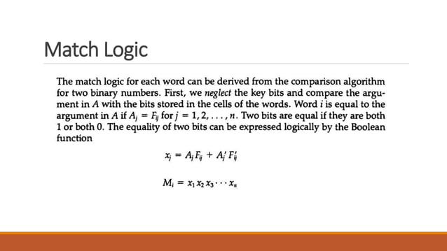 Associative Memory In Computer Architecture Ppt