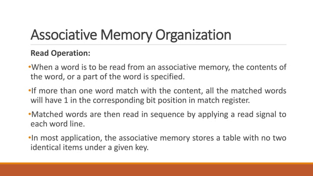 Associative Memory In Computer Architecture Ppt