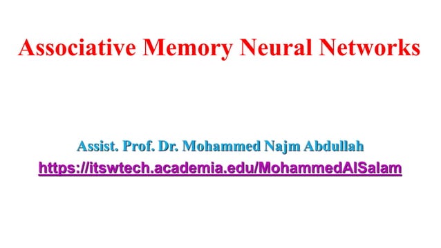 Associative Memory Neural Networks Pptx Pptx