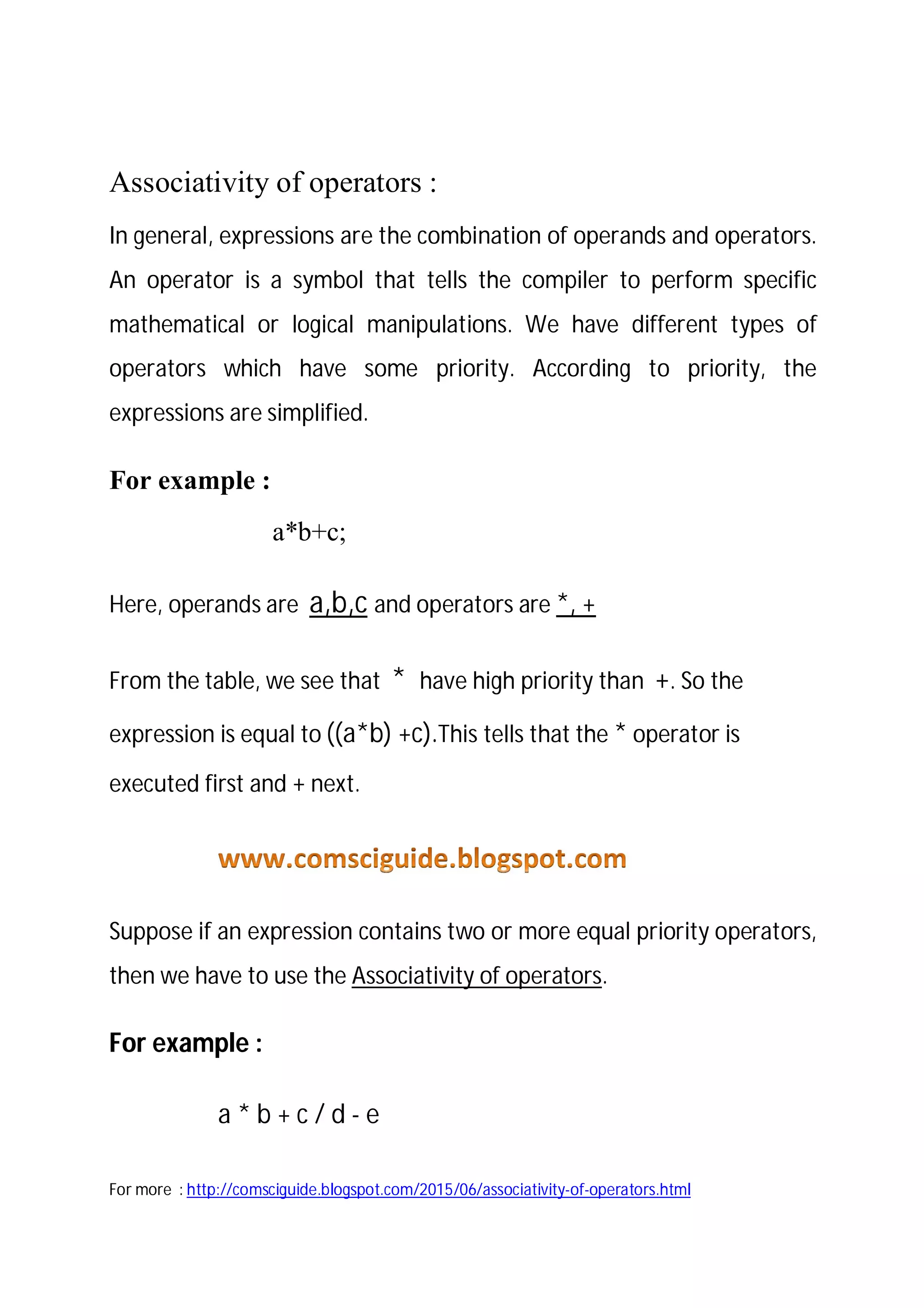 Associativity of operators | PDF
