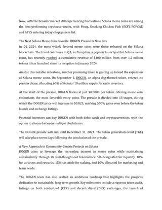As Solana Meme Coin Market Expands, DOGEN Presale Kicks Off with ...