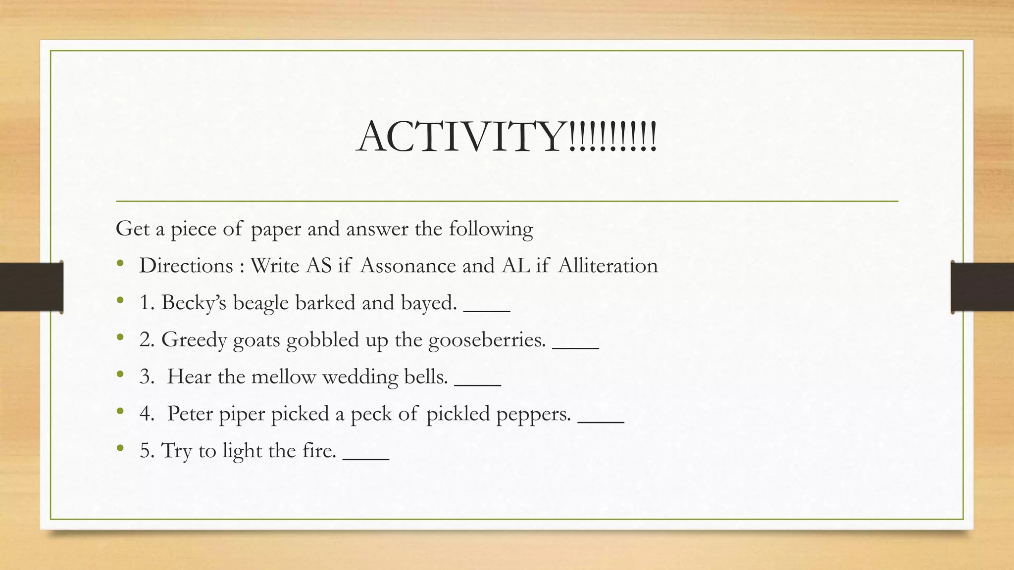 Assonance and alliteration | PPT
