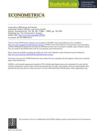 Assortative Matching And Search | PDF
