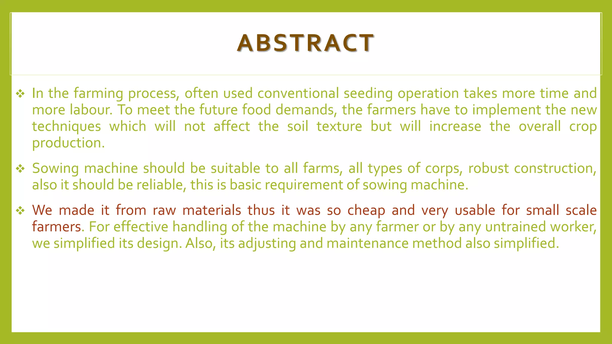 Automatic Seed Sowing Machine ppt | PPTX