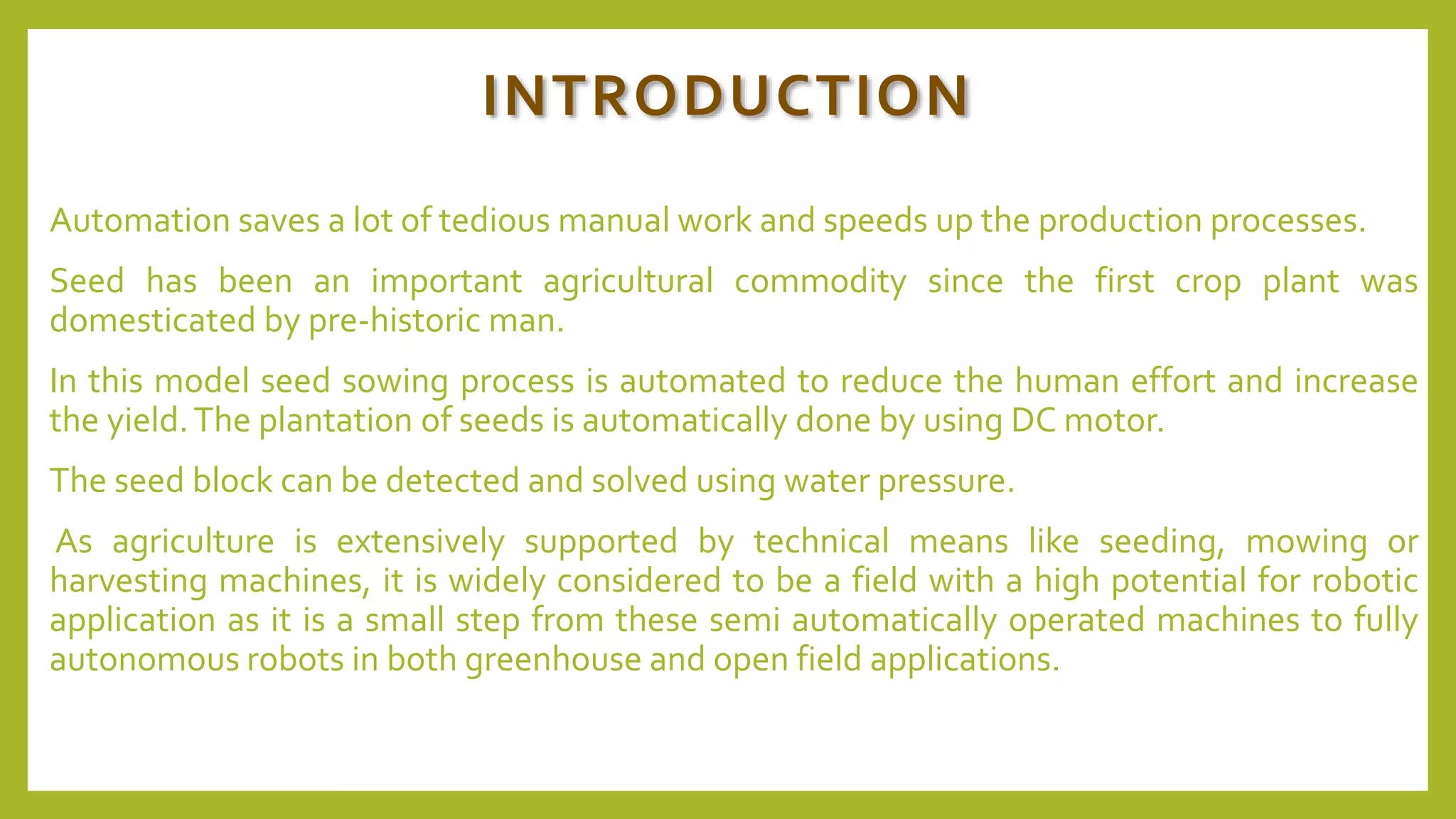 Automatic Seed Sowing Machine ppt | PPTX