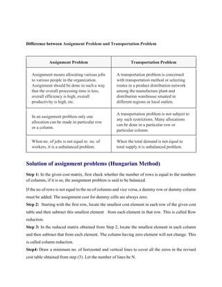 Asssignment problem | PDF