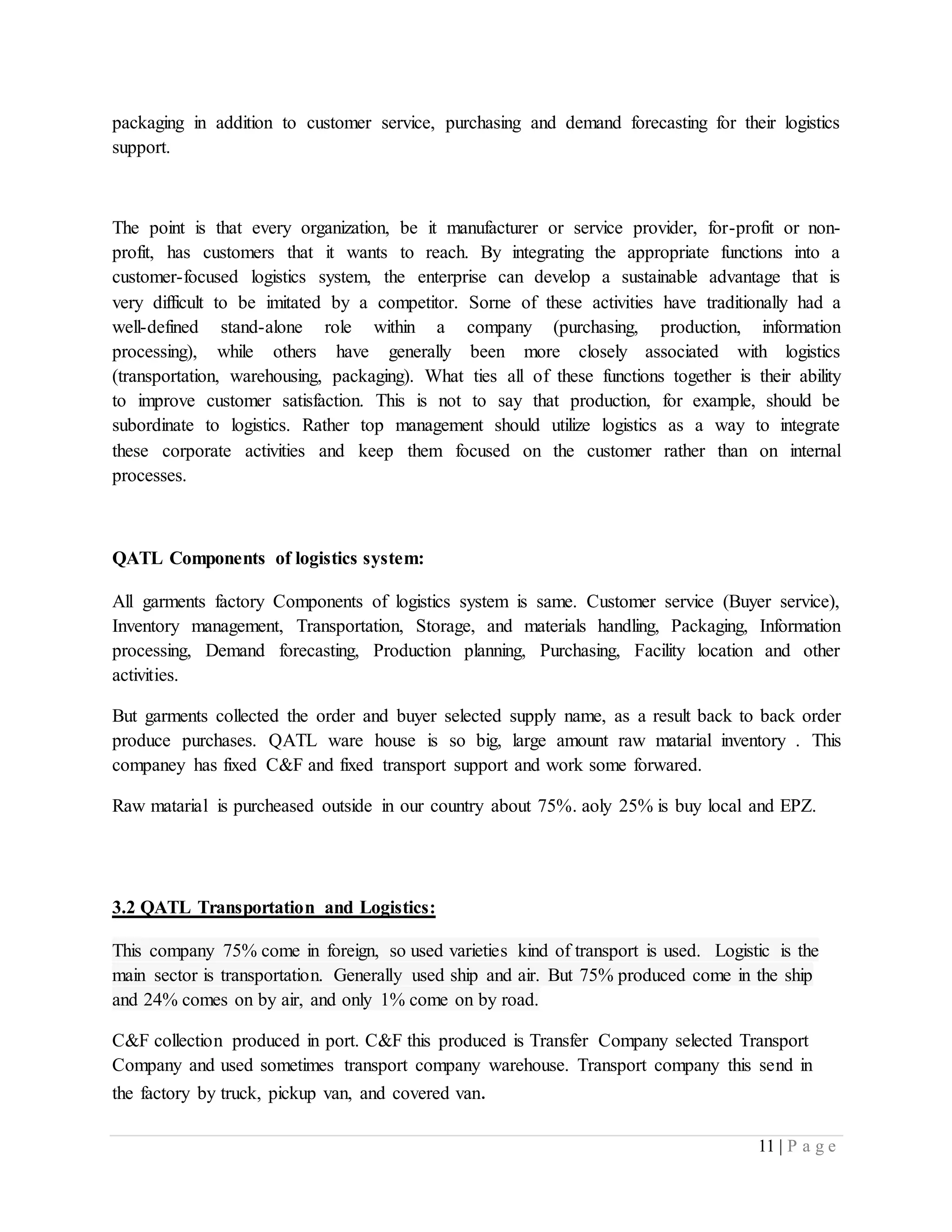 THE ROLE OF TRANSPORTATION IN LOGISTICS SUPPLY CHAIN IN RMG | DOCX