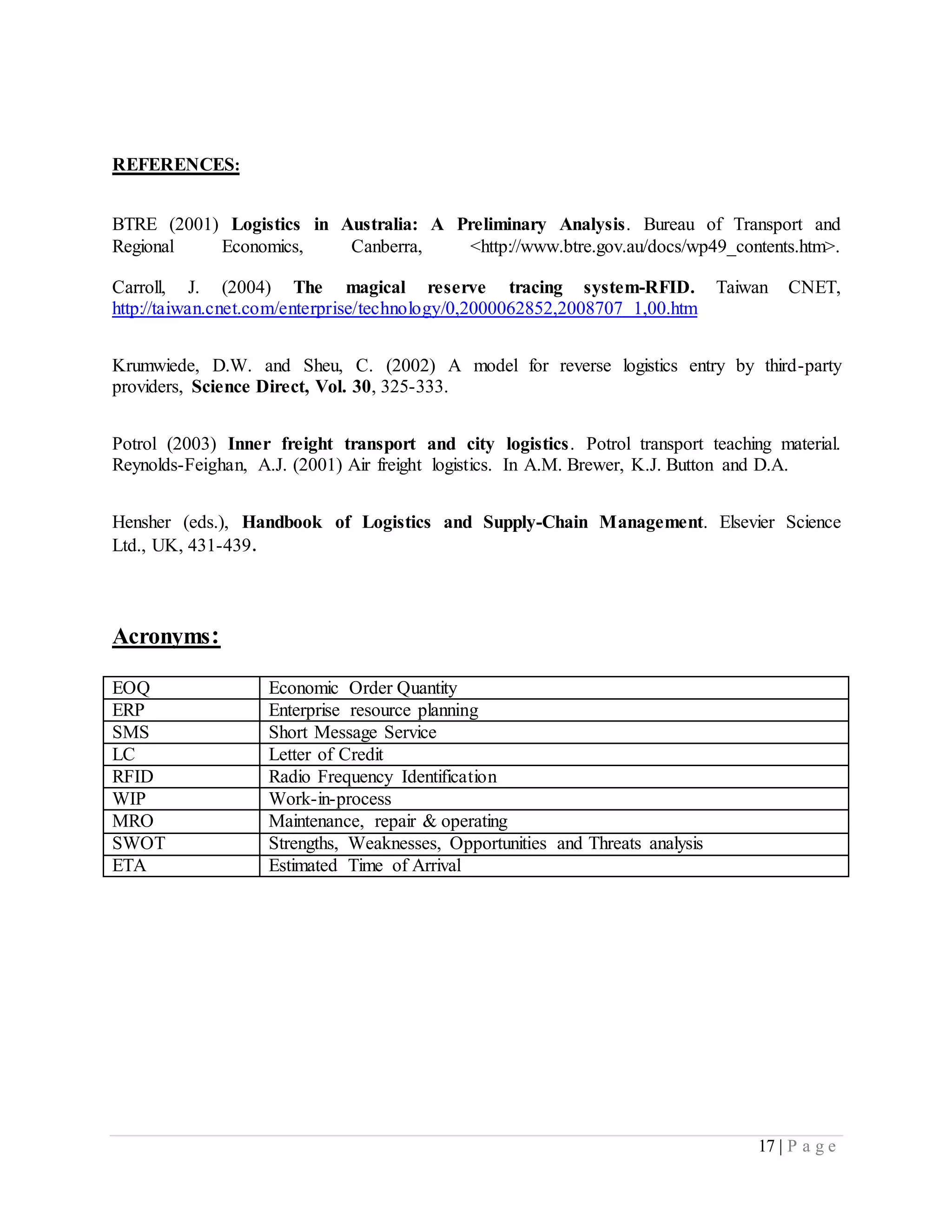 THE ROLE OF TRANSPORTATION IN LOGISTICS SUPPLY CHAIN IN RMG | DOCX